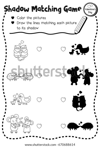 Shadow Matching Game Animals Preschool Kids Stock Vector (Royalty Free ...