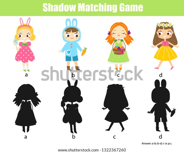 Shadow Matching Game Connect Object Silhouette Stock Vector (Royalty ...