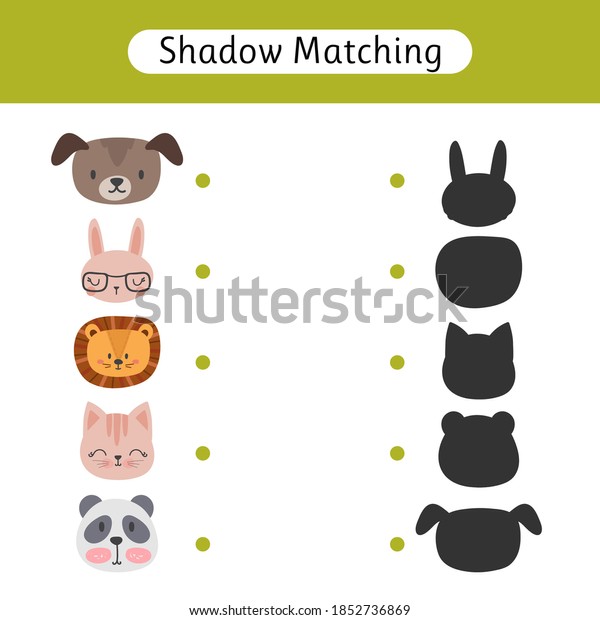 Shadow Matching Game Kids Worksheet Animals Stock Vector (Royalty Free ...