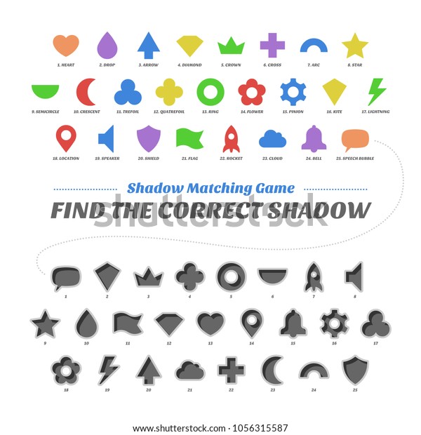 Shadow Matcing Game Find Correct Shapes Stock Vector (Royalty Free ...