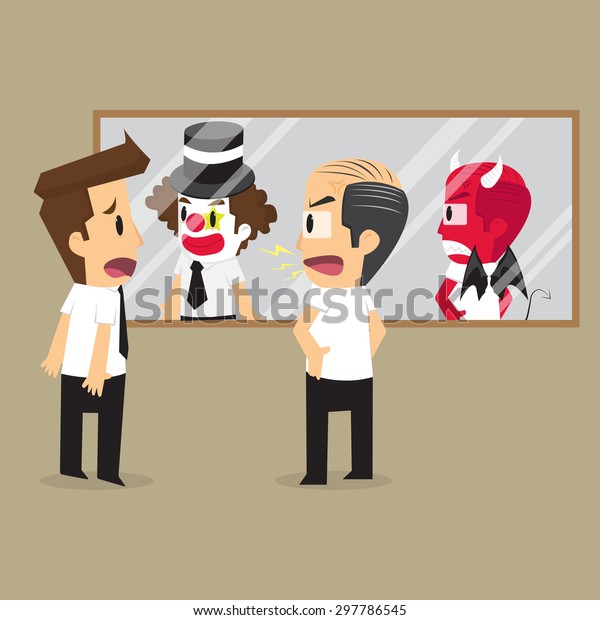 Shadow Reflected Mirror Clown Devil Vector Stock Vector (Royalty Free ...