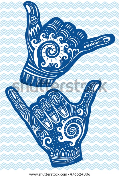 Shaka Hand Sign Stock Vector (Royalty Free) 476524306 | Shutterstock