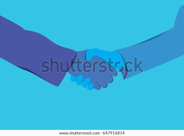 Shake Hands Blue Paper Stock Vector (Royalty Free) 647916814 | Shutterstock