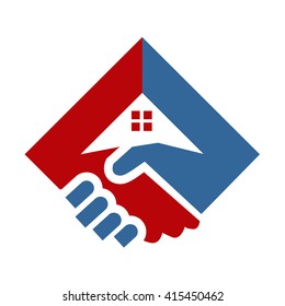 Shaking Hand Home Logo Stock Vector (Royalty Free) 415450462 | Shutterstock