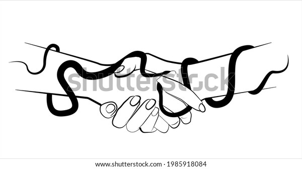 Shaking Hands Deal Around Snake Stock Vector (Royalty Free) 1985918084 ...
