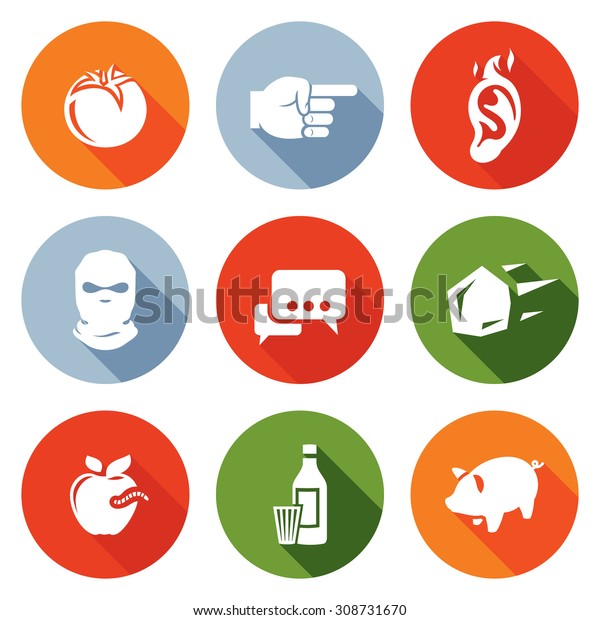 Shame Ridicule Icons Set Vector Illustration Stock Vector (Royalty Free ...