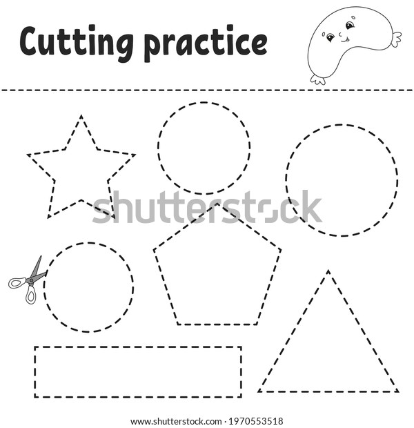 Shape Cutting Practice Kids Education Developing Stock Vector (Royalty ...