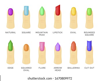Shape Nails Set Professional Fingernail Art Stock Vector (Royalty Free ...