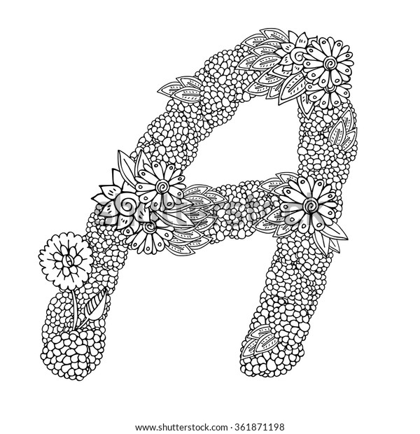 Shaped Pattern Capital Letter Decorated Floral Stock Vector (Royalty ...