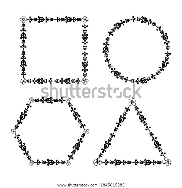Shapes Decorative Border Frame Set 4 Stock Vector (Royalty Free ...