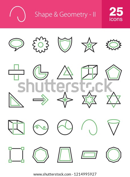 Shapes Geometry Line Green Black Icons Stock Vector (Royalty Free ...