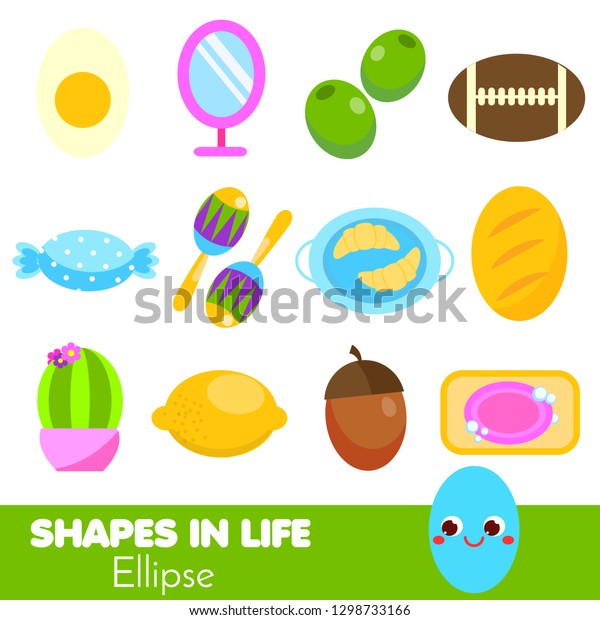 Shapes Life Ellipse Learning Cards Kids Stock Vector (Royalty Free ...