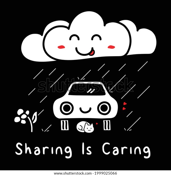 Sharing Caring Funny Doodle Quote Vector Stock Vector (Royalty Free ...