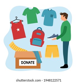 Sharing Clothes People Clothes Donation Concept Stock Vector (Royalty ...