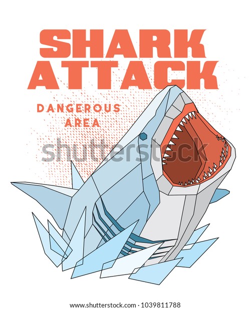 Shark Attack T Shirt Poster Design Stock Vector (Royalty Free) 1039811788