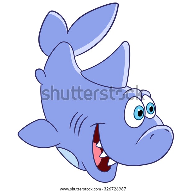 Shark Cartoon Character Isolated On White Stock Vector (Royalty Free ...