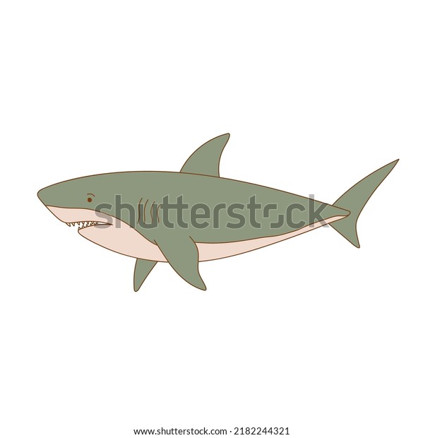 Shark Cartoon Vector Illustration Isolated On Stock Vector (Royalty ...