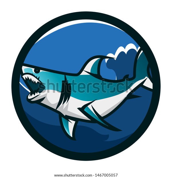 Shark Circle Emblem Logo Design Shark Stock Vector (Royalty Free ...