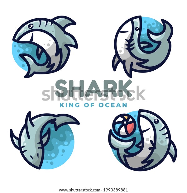 Shark Cute Logo Mascot Design Logo Stock Vector (Royalty Free ...