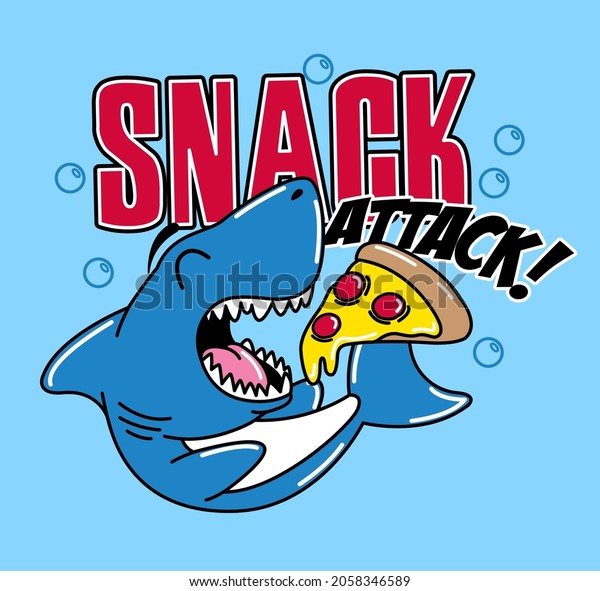Shark Eating Pizza Snack Stock Vector (Royalty Free) 2058346589 ...