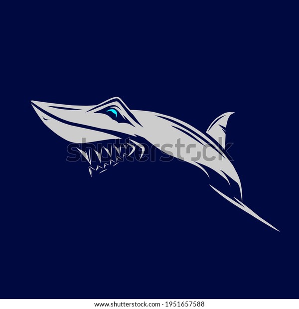 Shark Head Face Vector Silhouette Line Stock Vector (Royalty Free ...