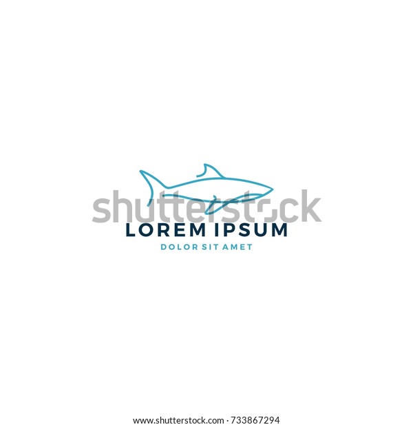 Shark Logo Line Art Outline Monoline Stock Vector (Royalty Free ...