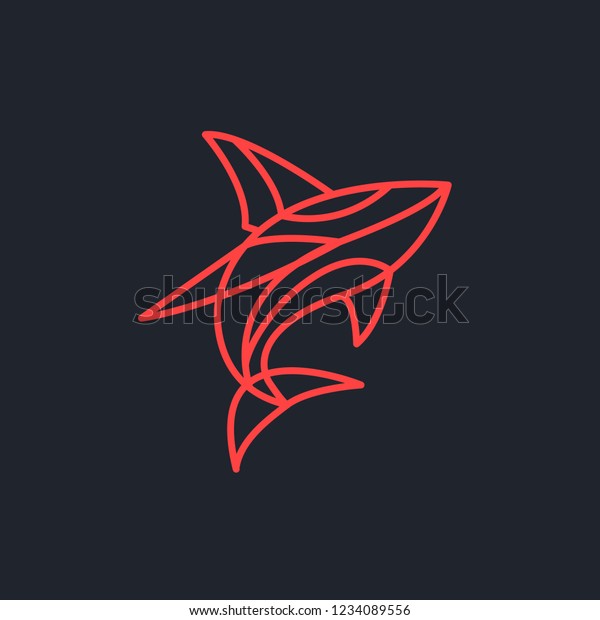 Shark Logo On Dark Background Red Stock Vector (Royalty Free ...