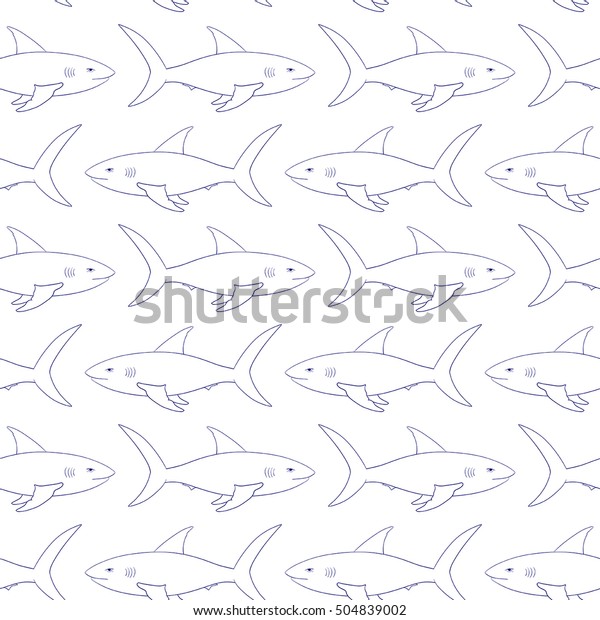 Shark Outline Drawing Seamless Background Vector Stock Vector (Royalty ...