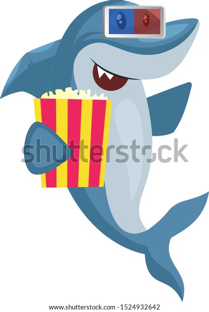 Shark Popcorn Illustration Vector On White Stock Vector (Royalty Free ...