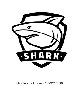 Shark Shield Logo Black White Stock Vector (Royalty Free) 1592212399