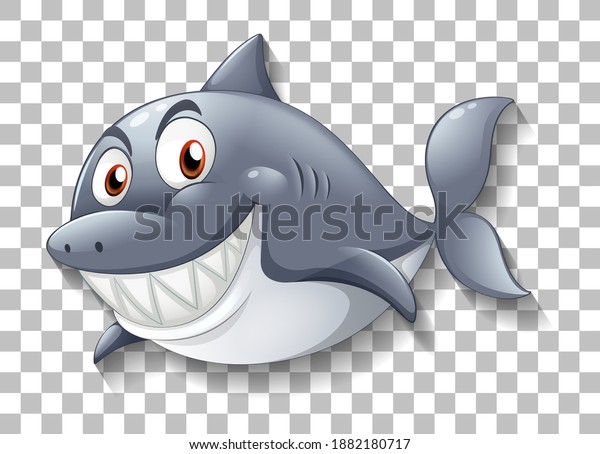 Shark Smiling Cartoon Character On Transparent Stock Vector (Royalty ...