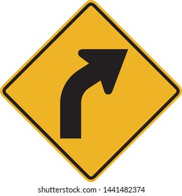 Sharp Curve Ahead Road Sign: vector de stock (libre de regalías ...
