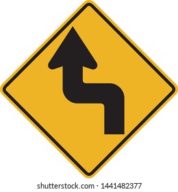 Sharp Curve Ahead Road Sign Stock Vector (Royalty Free) 1441482377 ...