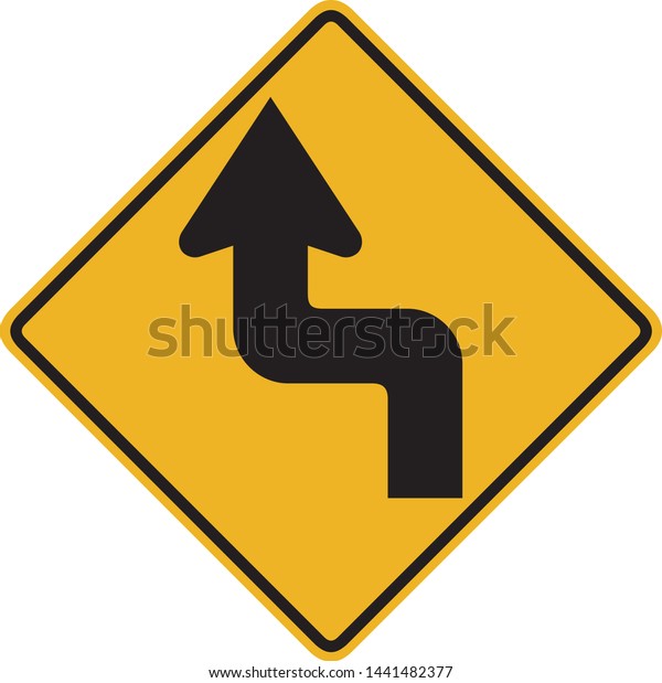 Sharp Curve Ahead Road Sign Stock Vector (Royalty Free) 1441482377 ...