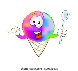 Shaved Ice Cartoon Character Smiling Making Stock Vector (Royalty Free ...