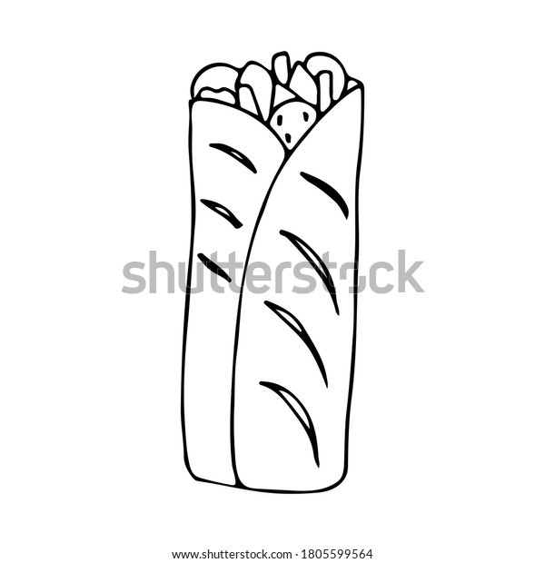 Shawarma Doodle Illustration Hand Drawn Shawarma Stock Vector (Royalty ...