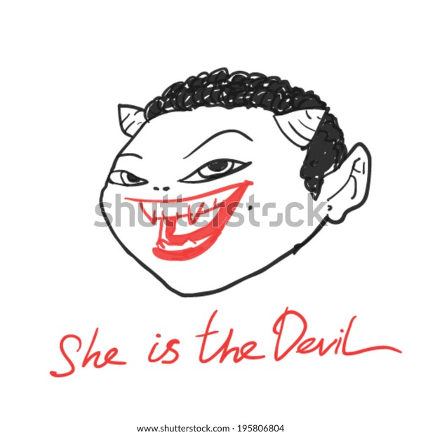 She Devil Smiley Face Woman Funny: vector de stock (libre de regalías ...