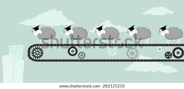 Sheep Academic Graduation Caps Standing On Stock Vector (Royalty Free ...