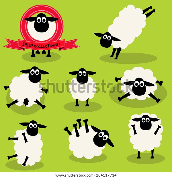 Sheep Character Collectionillustration Design: เวกเตอร์สต็อก (ปลอดค่า ...