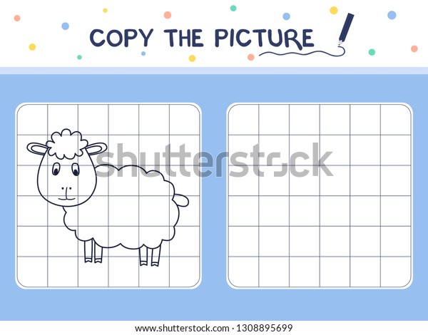 Sheep Copy Picture Coloring Book Educational Stock Vector (Royalty Free ...