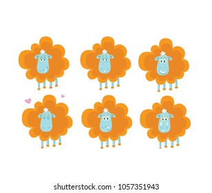 Sheep Different Emotions Stock Vector (Royalty Free) 1057351943 ...