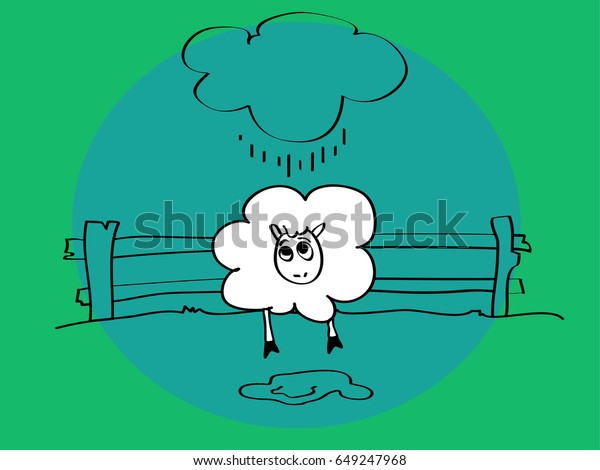 Sheep Farm Rain Stock Vector (Royalty Free) 649247968 | Shutterstock