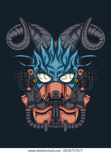 Sheep Horn Cyborg Mask Head Stock Vector (Royalty Free) 2018757077 ...