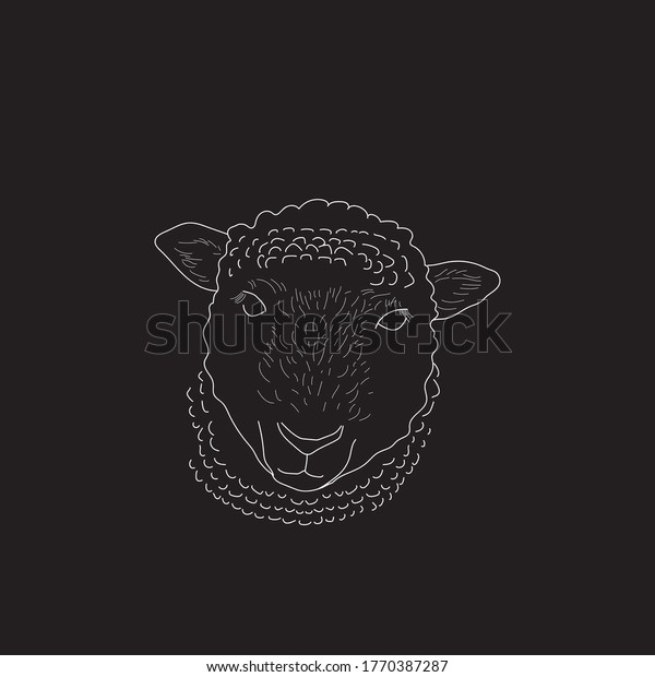 Sheep Line Art Black Background Stock Vector (Royalty Free) 1770387287 ...