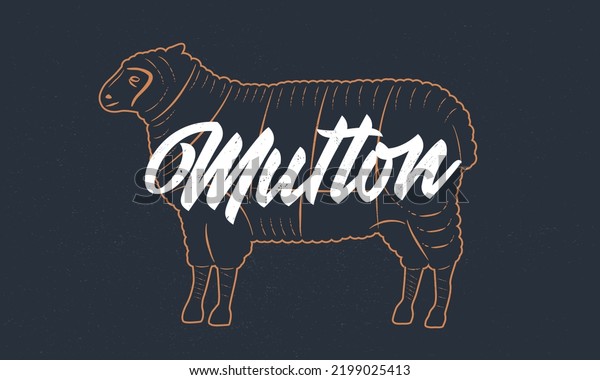 Sheep Mutton Vintage Sketch Lamb Silhouette Stock Vector (Royalty Free ...