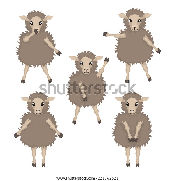 Sheep Various Poses Sheep Their Hands Stock Vector (Royalty Free ...
