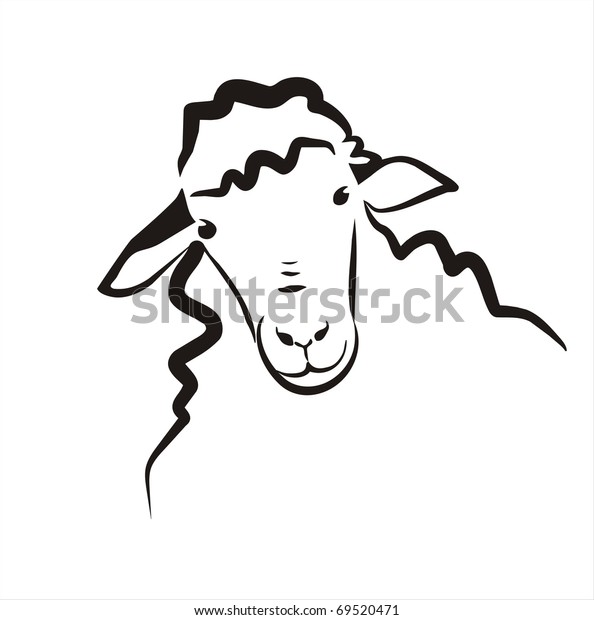 Sheep Vector Simple Icon Black Lines Stock Vector (Royalty Free ...