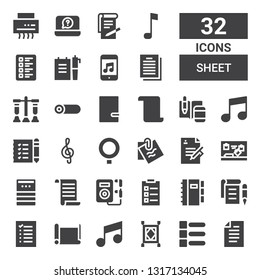 Sheet Icon Set Collection 32 Filled Stock Vector (Royalty Free ...