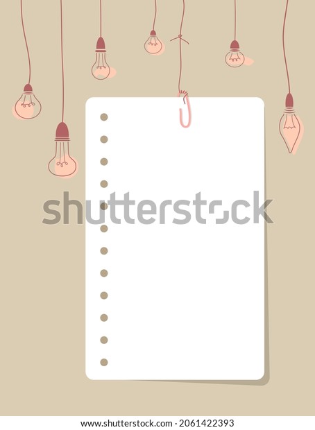 Sheet Notepad Paper Connected Paperclip Hang Stock Vector (Royalty Free ...