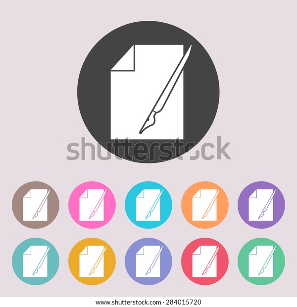 Sheet Paper Pen Icon Set Colored Stock Vector (Royalty Free) 284015720